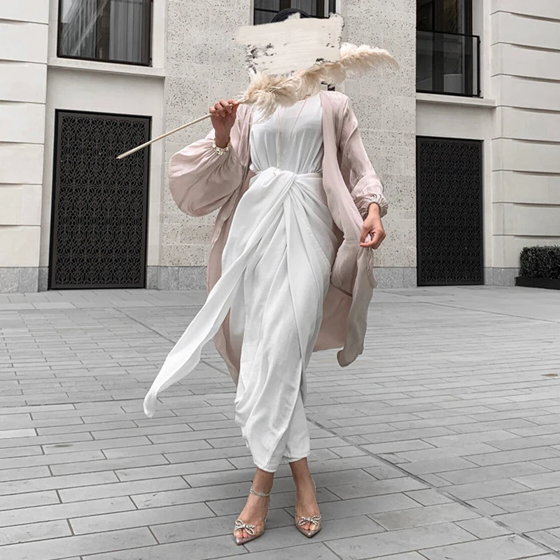 Elegant Satin Muslim Women Abaya Ramadan Modest Long Maxi Dress Turkey ...