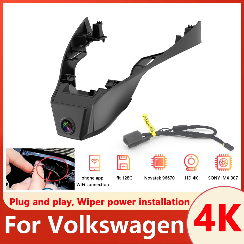 4K Dashcam For VW Volkswagen T-Roc T Roc Troc 2017 to 2024,Wifi Dash ...