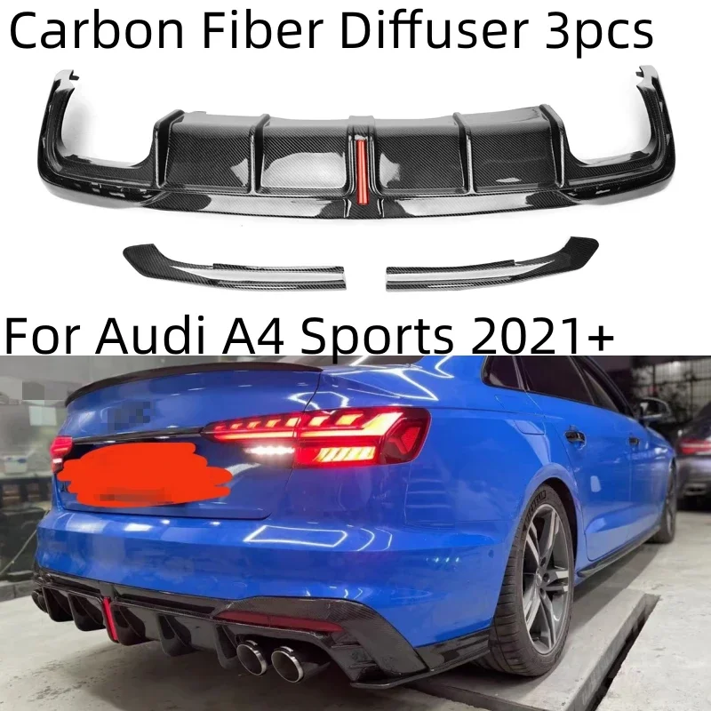 For-Audi-A4-S4-B9-5-rear-bumper-lip-diffuser-with-true-carbon-fiber ...