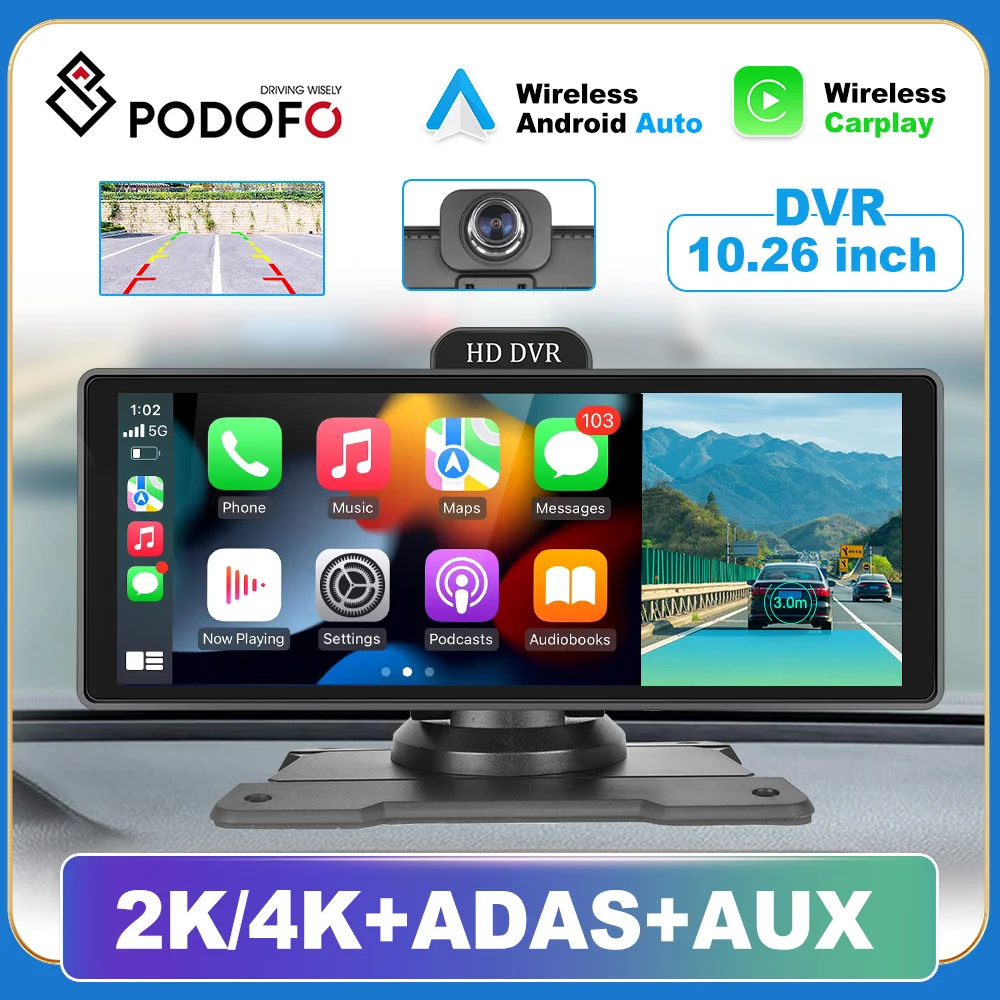 Podofo-moniteur-Carplay-10-26-pouces-Android-Auto-WiFi-GPS-cam-ra-de ...