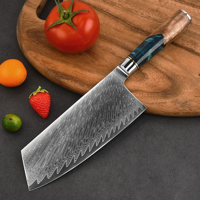 Damascus-Knife-Chopping-Vegetables-Meat-Cleaver-Knives-8-Inch-Rezin ...