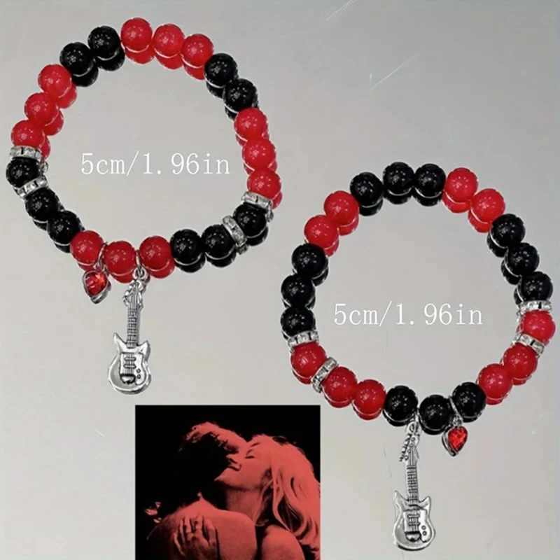Charm-Red-Love-Guitar-microphone-Beaded-Bracelet-TV-Girl-Matching ...