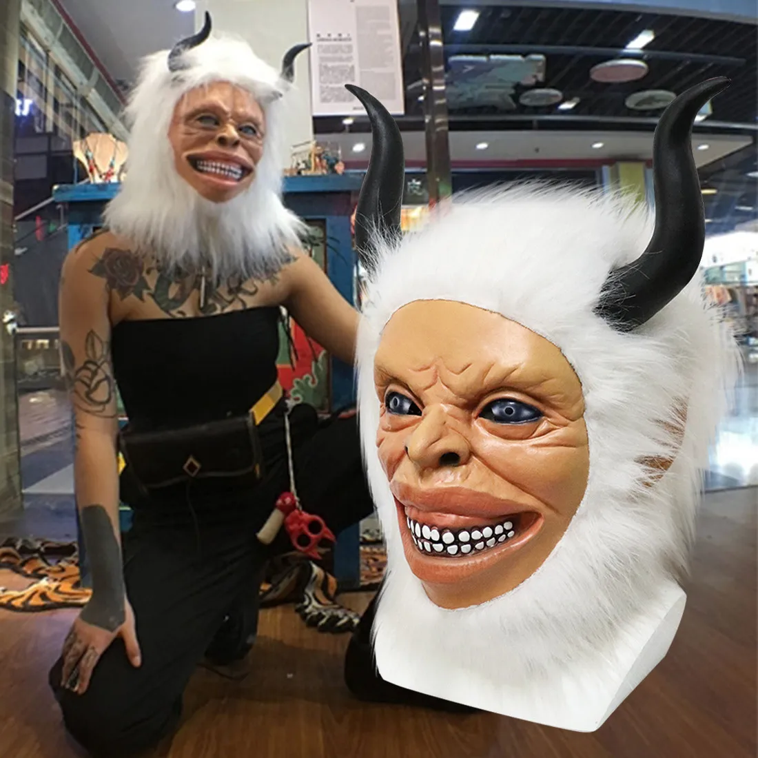 Halloween mal cosplay máscara adereços rancor fantasma hedging máscara ...