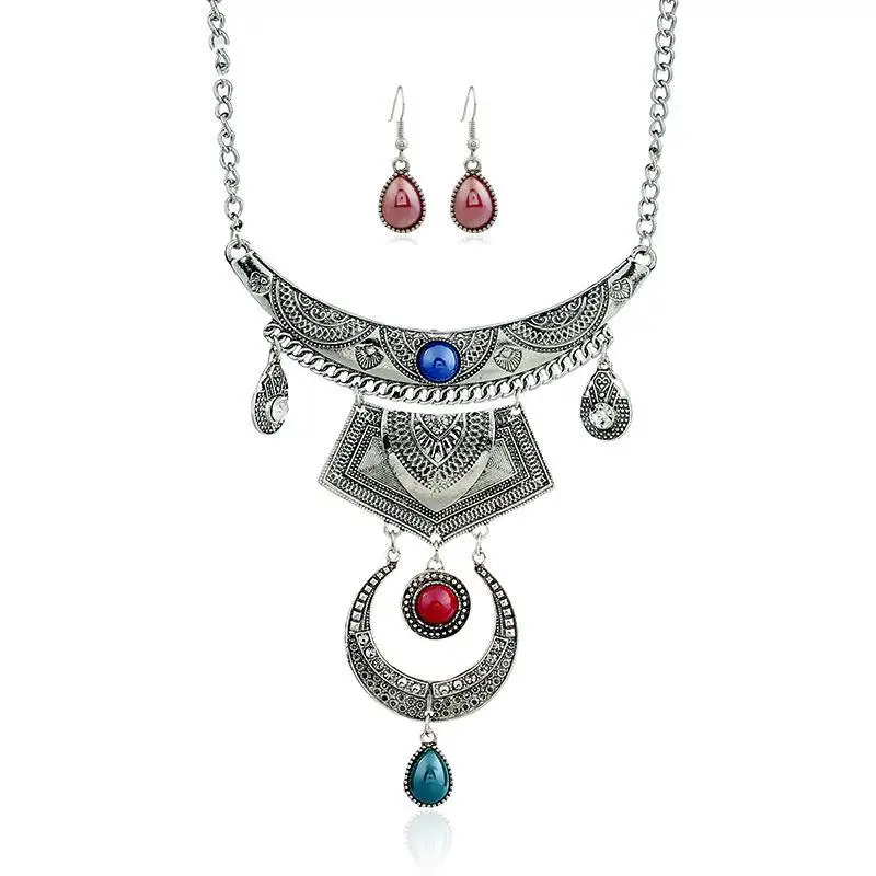 Losodo Hot Selling New Necklace Earrings Set Retro Fashion Multi-layer ...