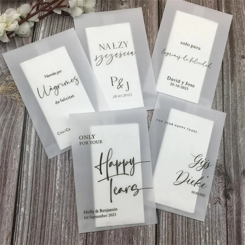 25pcs-Happy-Tears-Personalised-Tissue-Packets-Wedding-Tissues-Wedding ...