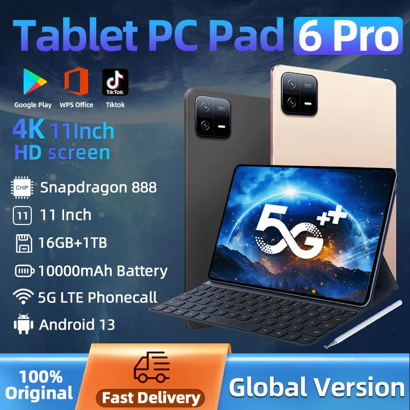 Vers-o-Global-Original-Tablet-Android-13-Pad-6-Pro-Snapdragon-888-PC-5G ...