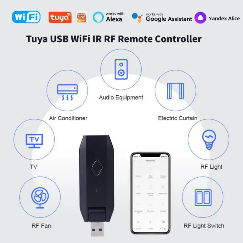 New Tuya USB IR+RF Controller WiFi To Infrared 433.92mhz RF Universal Remote Controller Works ...