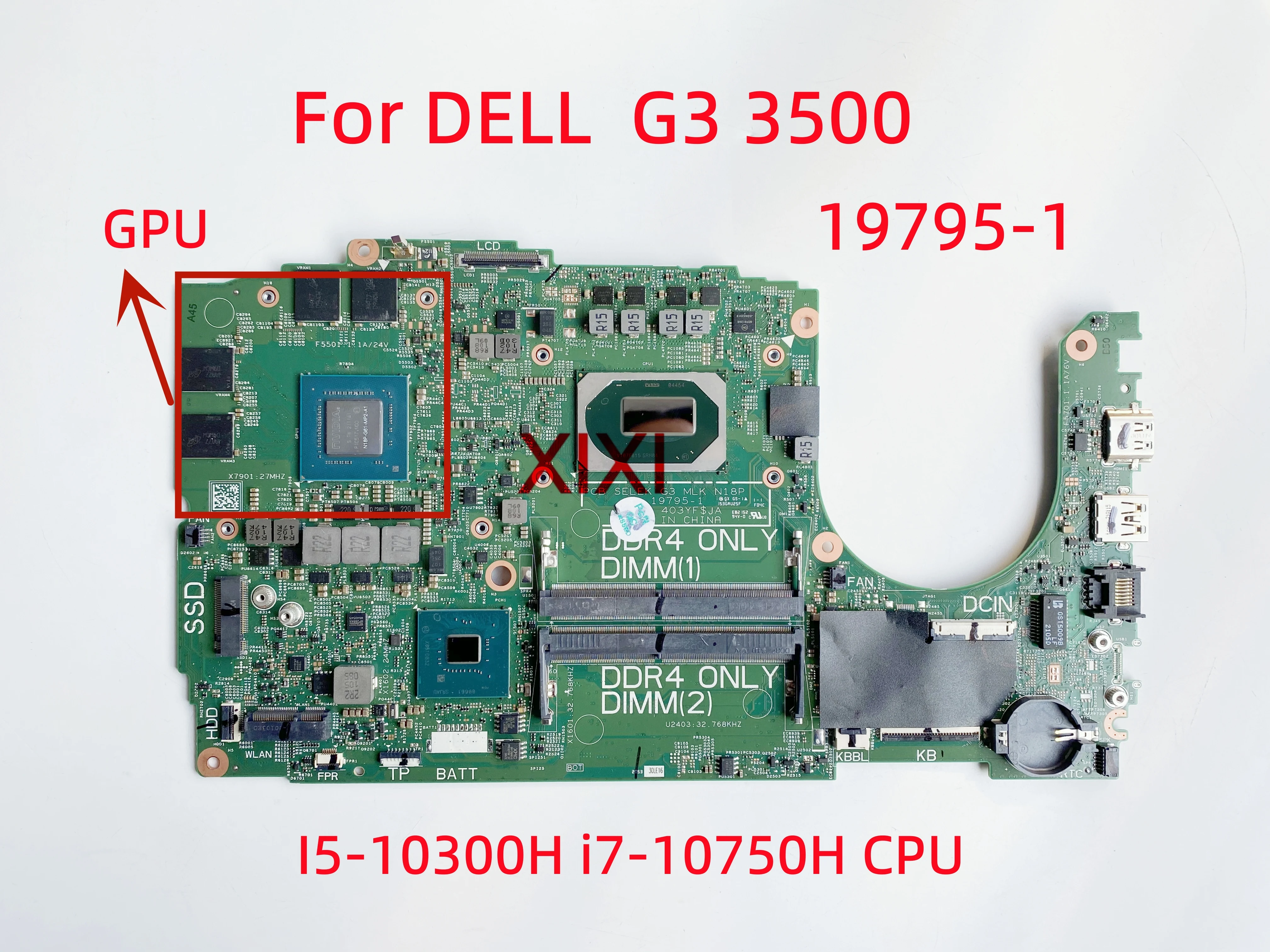19795 1 For DELL G3 3500 Laptop Motherboard WIth I5 10300H i7 10750H ...