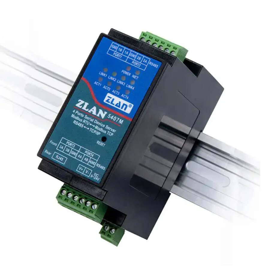 Serie Industrial Server4 puertos RS485 a RJ45 Ethernet TCP/IP a riel ...