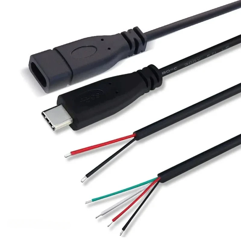 2pin-4pin-wire-USB-2-0-Type-C-Male-female-Plug-extension-Welding-Type ...