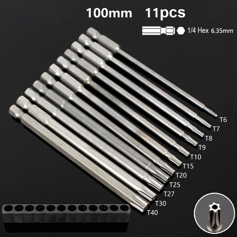 11pcs-set-100-150mm-Length-1-4-Hex-Shank-Magnetic-Star-Torx-Screwdriver ...