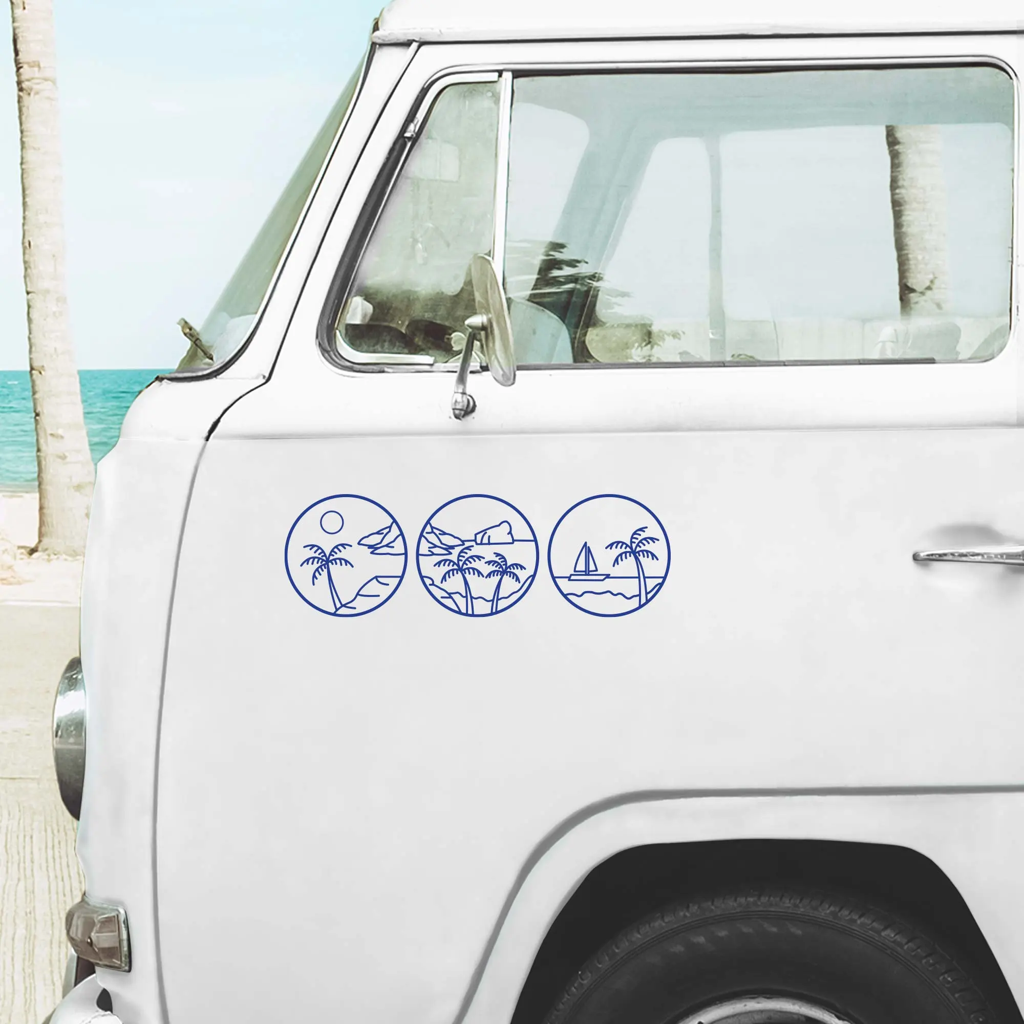 Camper-sticker-Van-Caravan-Motorhome-Decals-Beach-scene-Palm-tree-car ...
