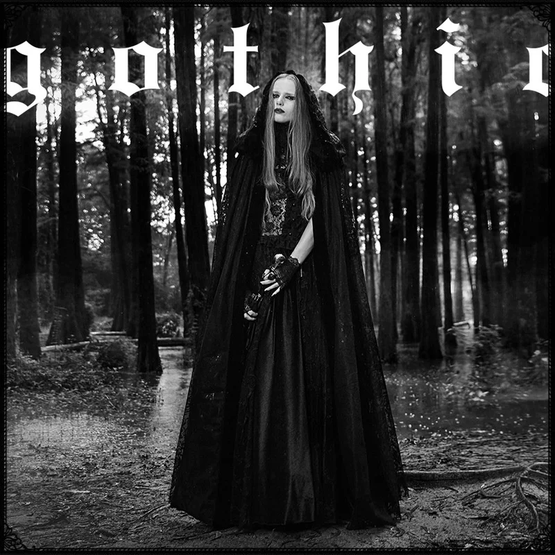 Steampunk 2022 New Gothic Halloween Women Cape Shawl Poncho Adult Black ...