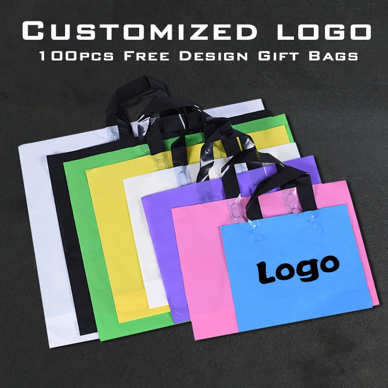 100Pcs-Customized-Logo-Plastic-Bags-with-Handles-Shopping-Packaging ...
