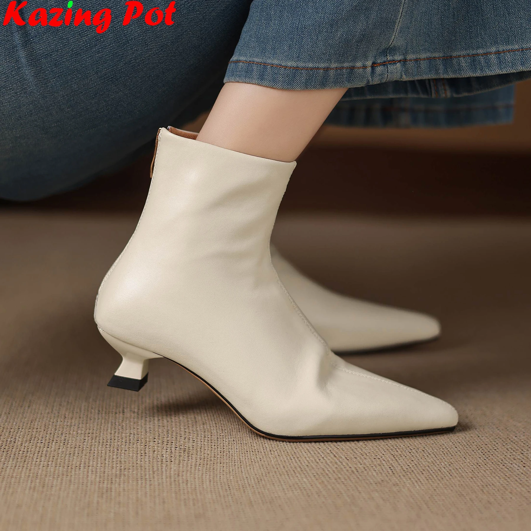 Botas modernas de talla grande 34-42 de cuero genuino con punta ...