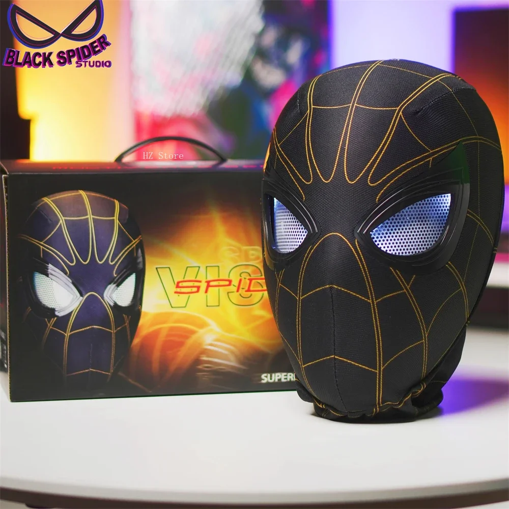 Marvel 1:1 Electric Remote Control Black Gold Spider-Man Mask Role Play ...
