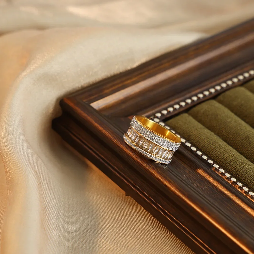 French-Style-Multi-layer-Diamond-embedded-Titanium-Steel-Ring-Plated ...