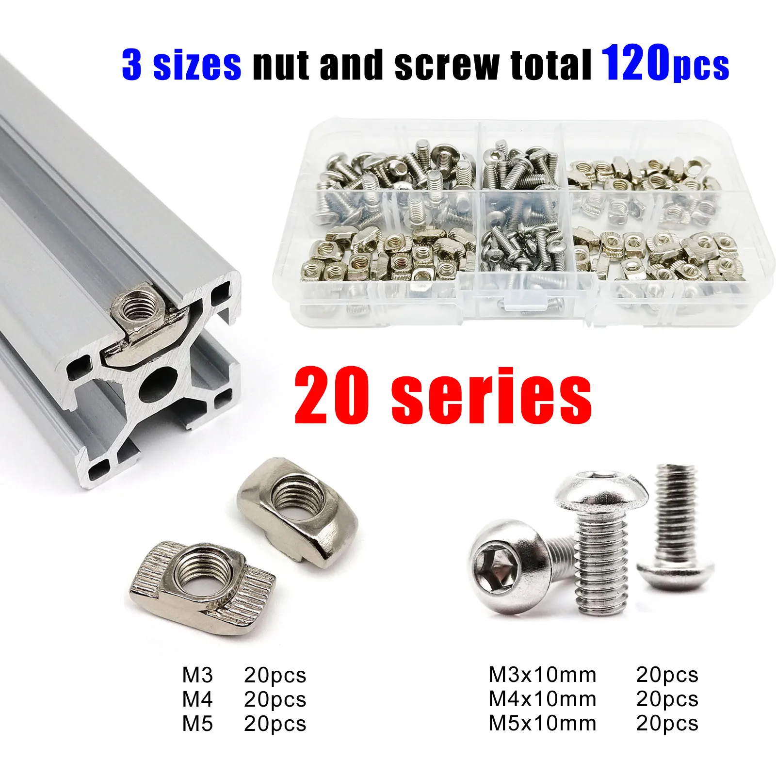 120pcs-set-20-Series-Aluminum-Profile-Extrusion-Slot-Window-Track-T ...