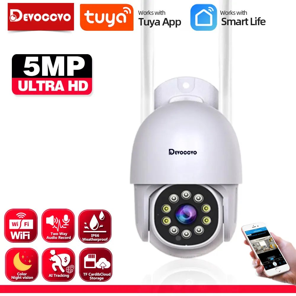 PTZ-IP-Security-Camera-Outdoor-Tuya-Auto-Tracking-Smart-Life-5MP-P2P ...