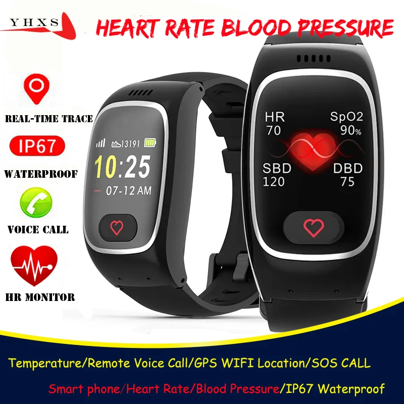 Elderly GPS Watch 4G Tracking Bracelet Health Temperature Management ...