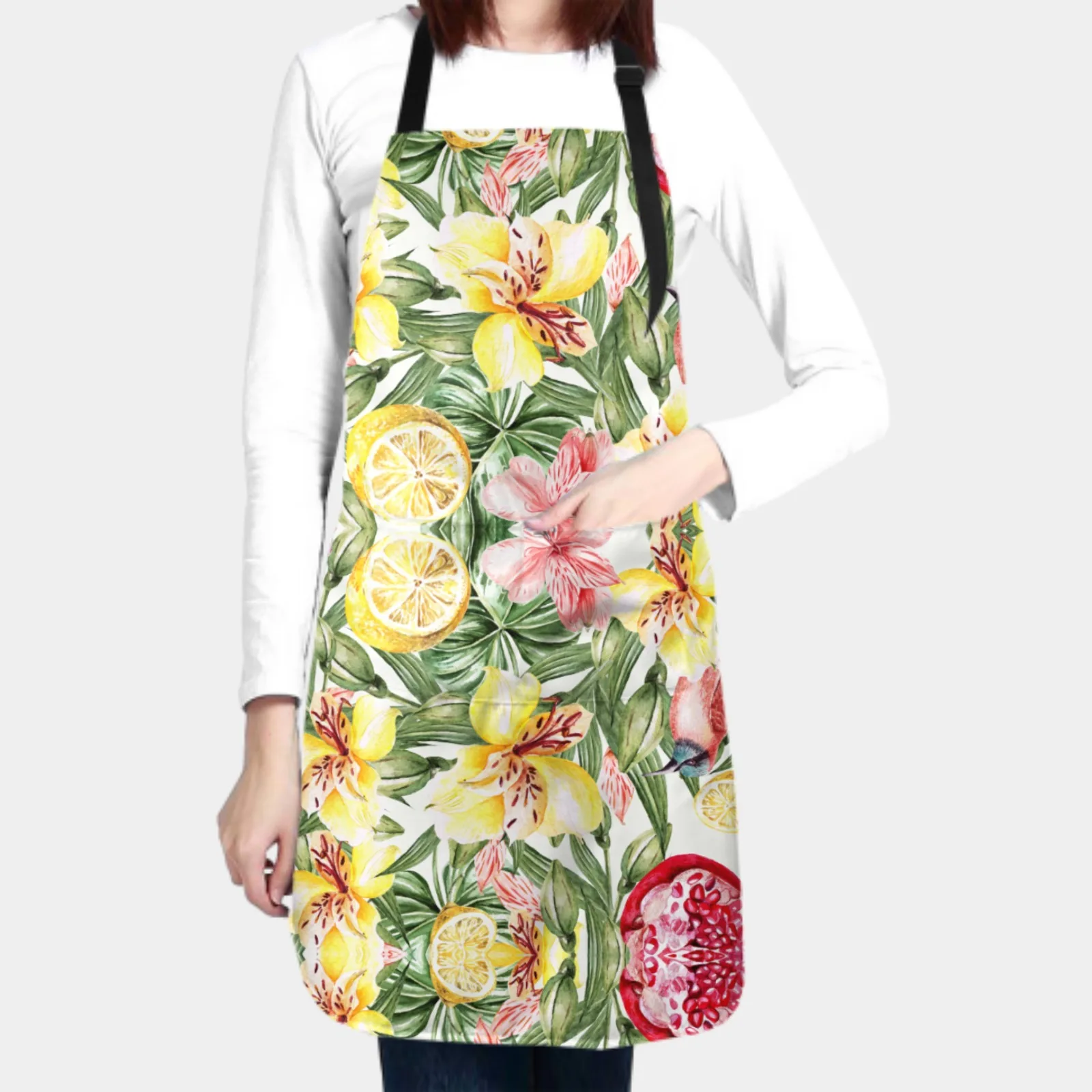 Durable-Yellow-Lemon-Apron-for-Women-Men-Kitchen-Florist-Cooking ...