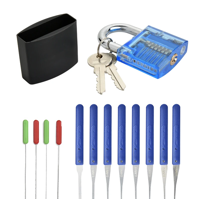 Transparent-Visible-Practice-Padlock-Locksmith-Tools-Lock-Pick-Set-With ...