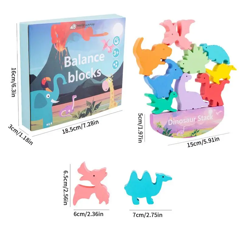 Dinosaur Stacking Toys Wooden Dino Stacking Game Preschool Montessori ...