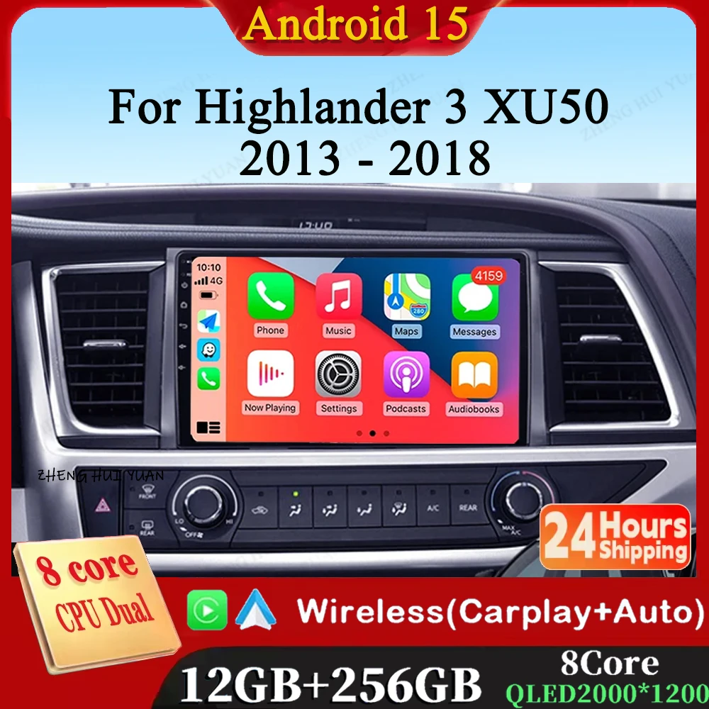 Android 15 For Toyota Highlander 3 XU50 2013 - 2018 Carplay Auto 2K ...