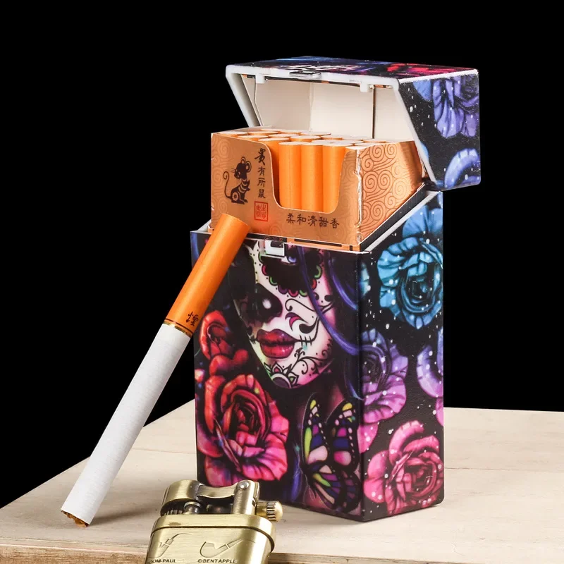 Pocket-Cigarette-Case-Box-Holder-Skull-Pattern-Smoking-Cigarette-Box ...