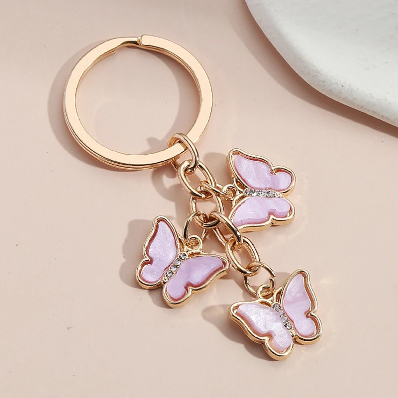 Butterfly Keychain Cute Key Ring Oil Dripping Flying Animals Key Chains ...