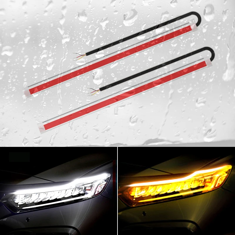 2Pcs-New-Highlight-DRL-LED-Strip-Turn-Signal-Light-Sequential-Yellow-Bright-Flexible-Daytime ...