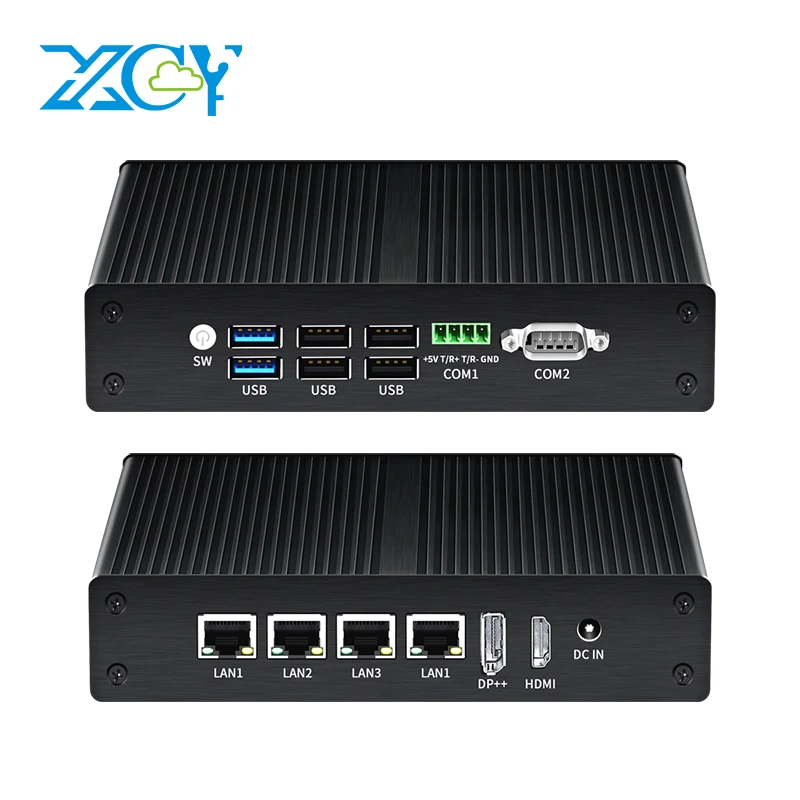 Fanless Industarial Mini PC Intel Processor N100 4x 2.5G Ethernet i225V ...