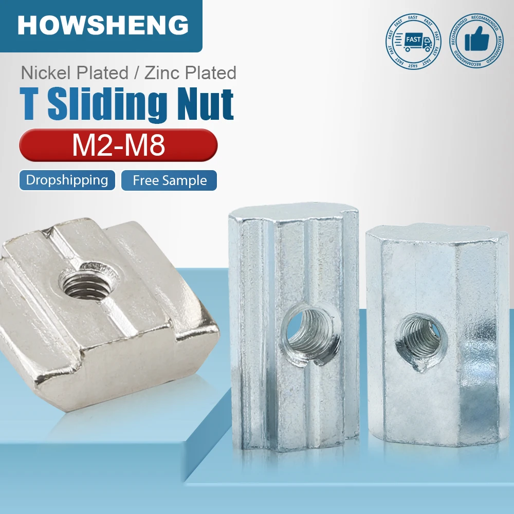 HOWSHENG-5-10pcs-T-Slot-Sliding-Nut-M4-M5-M6-M8-Carbon-Steel-T-Track ...