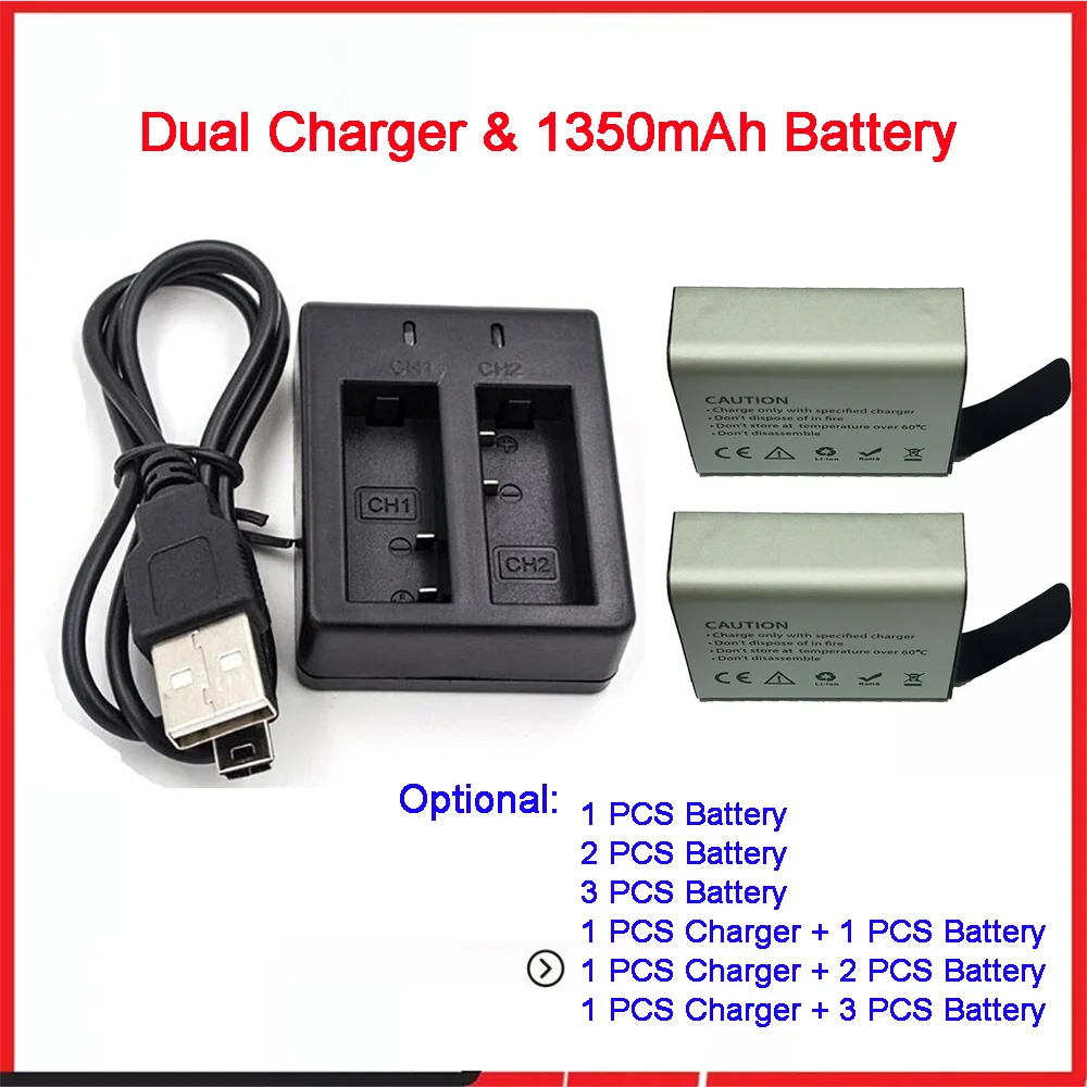 1350 Mah Large Capacity Lithium Battery For Go Waterproof Pro Sport ...