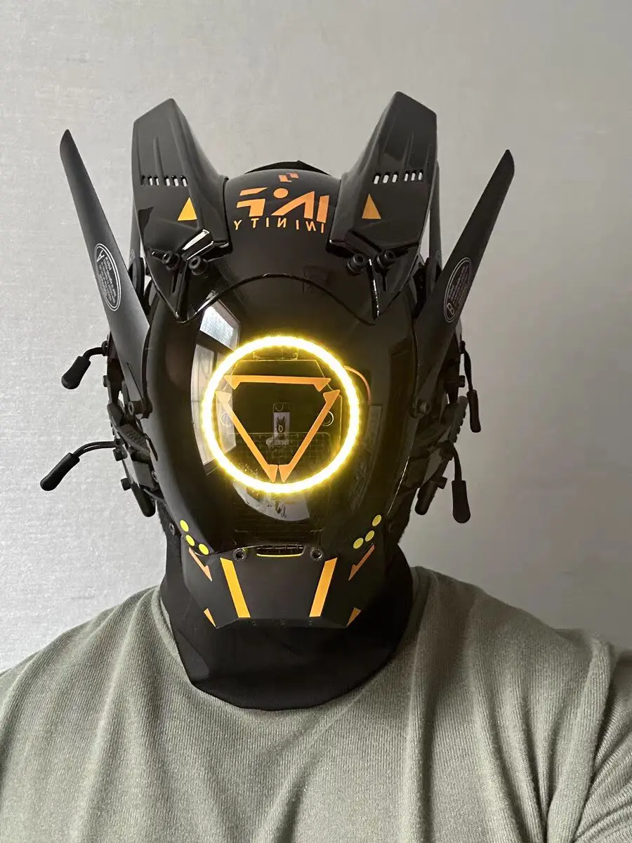 Light Shinobi Samurai Mask Cyberpunk Helmet Cosplay Dreadlocks Cool ...
