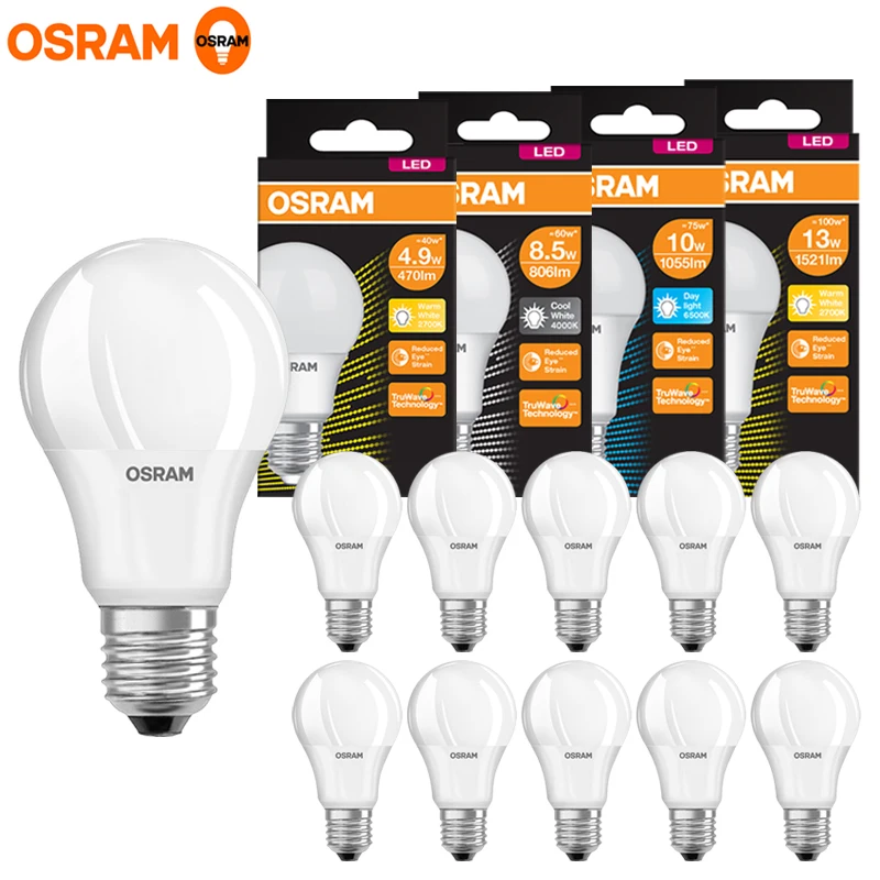 OSRAM LED Value Classic A Ball Lamp 4.9W 8.5W 10W 13W E27 220V Frosted ...