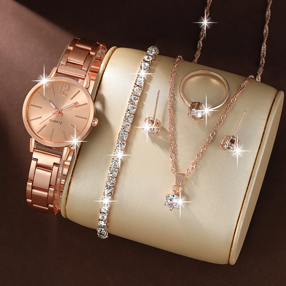 6pcs-Women-s-Watch-Fashion-Casual-Quartz-Watch-and-Necklace-Bracelet ...