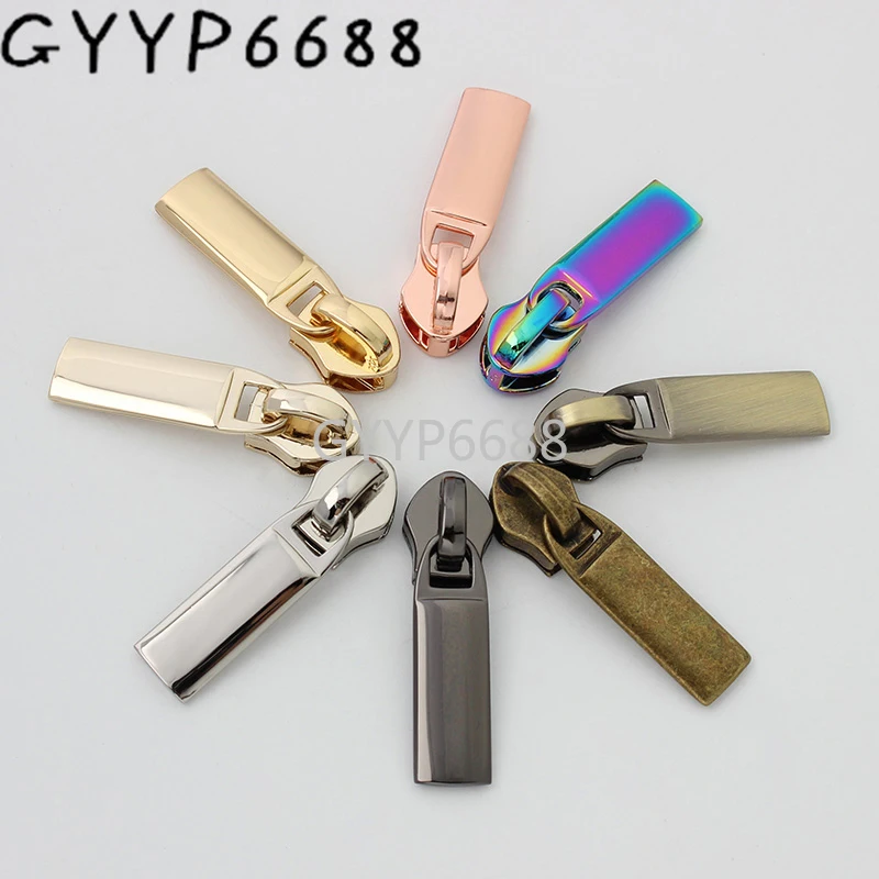10 100pieces 8 colors 5# Nylon Coil Teeth Zipper Slider Plating Puller ...