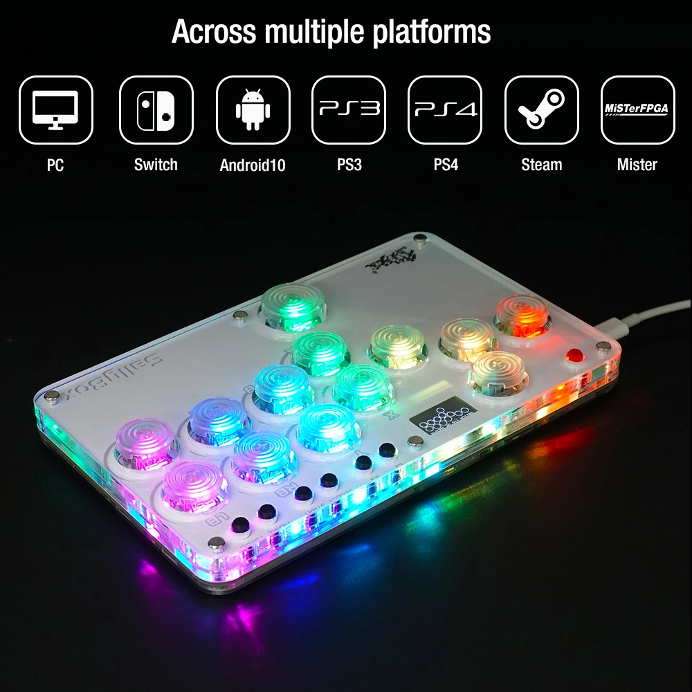 Mini HitBox SallyBox with Multicolor Caps LED Light Fighting Stick ...