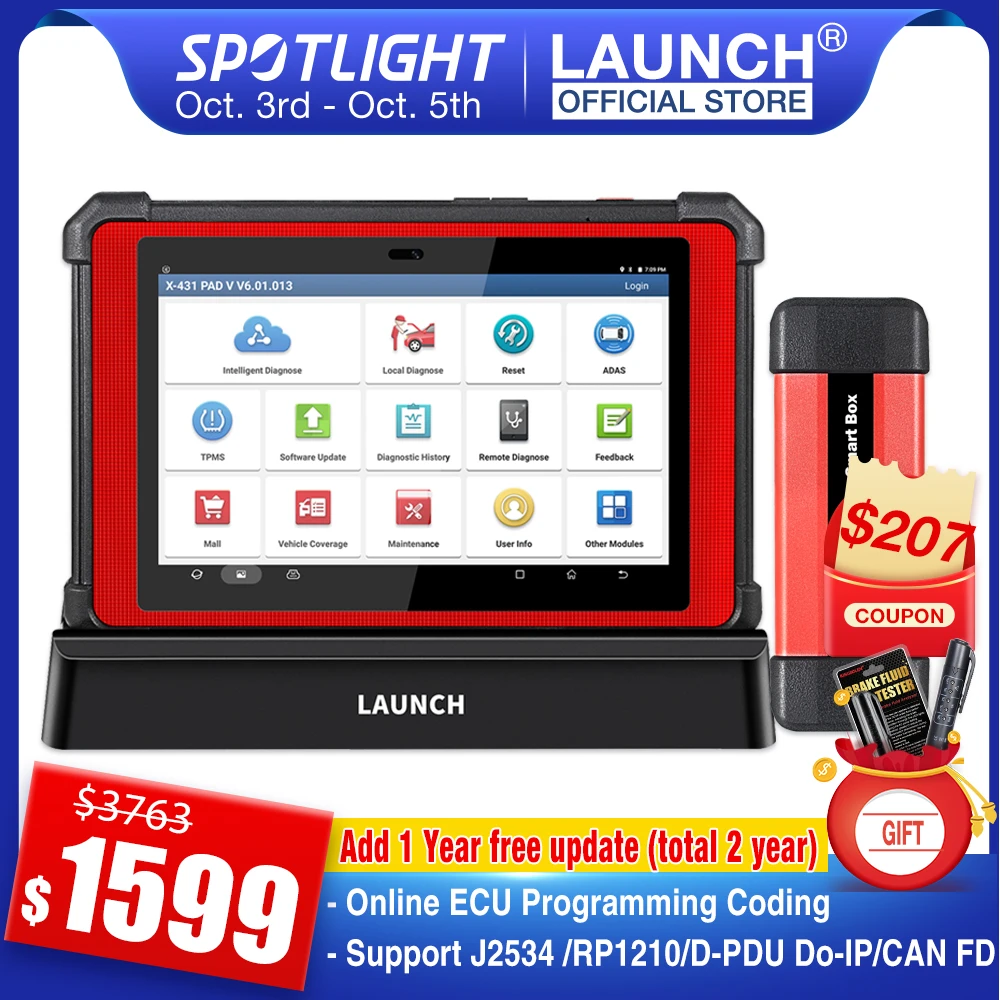 Launch X431 Pad V 10.1' Car Diagnostic Tools Auto Obd2 Obd Scanner ...