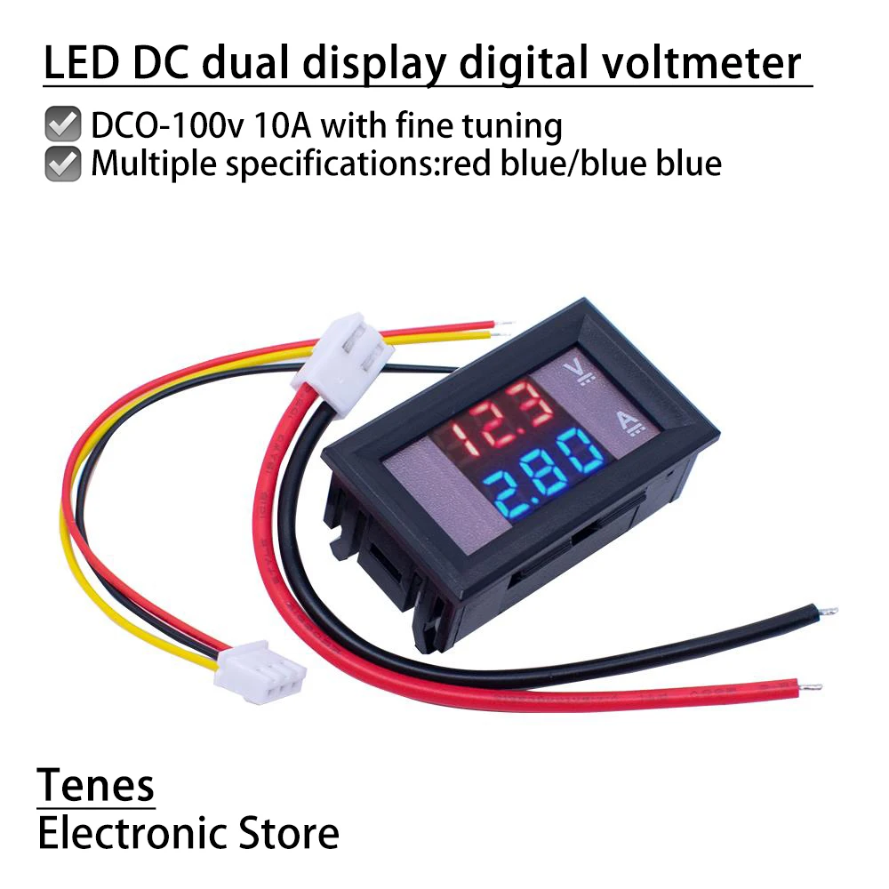 DC-0-100V-10A-Digital-Voltmeter-Ammeter-Dual-Display-Voltage-Detector ...