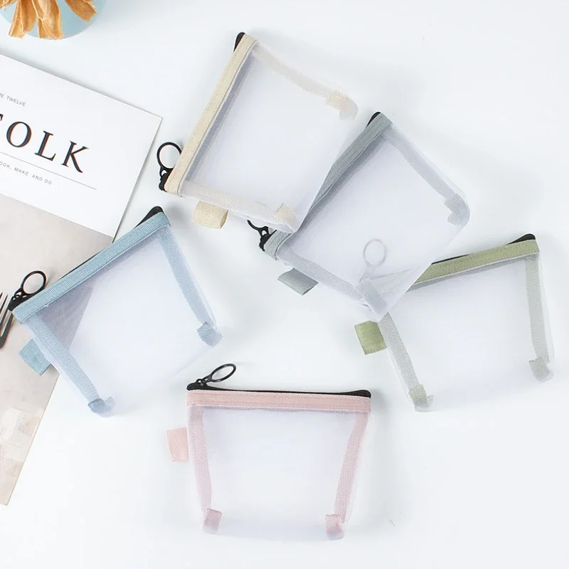 Visable-Mesh-Nylon-Coin-Bags-Purse-Money-Keys-Earphone-Keychain-Storage ...