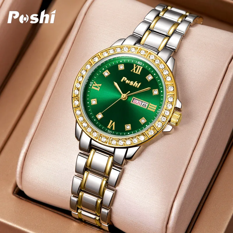 POSHI-Quartz-Watch-for-Women-Alloy-Strap-Causal-Ladies-Wristwatch-with ...