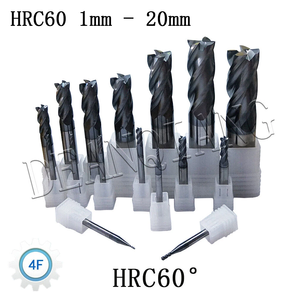 HRC60-broca-de-ranura-de-acero-de-tungsteno-molino-de-extremo-CNC-de-4 ...