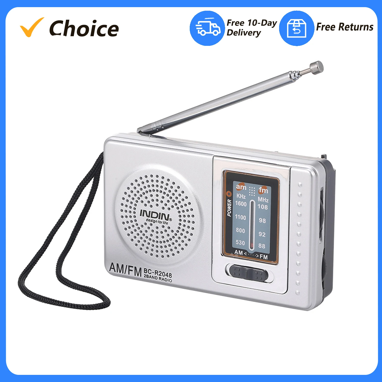 INDIN-BC-R2048-Mini-AM-FM-Radio-2-Band-Radio-Receiver-Portable-Pocket ...
