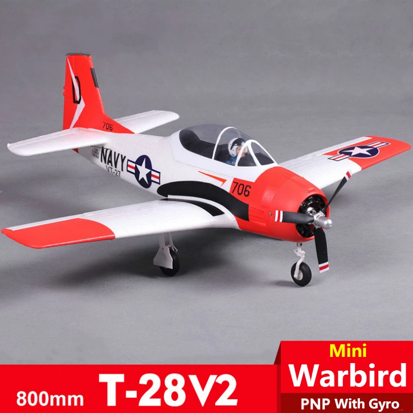 Fmsrc 800mm Mini T28 T-28 Trojan V2 With Reflex Gyro Red 4ch 2s Pnp Epo ...