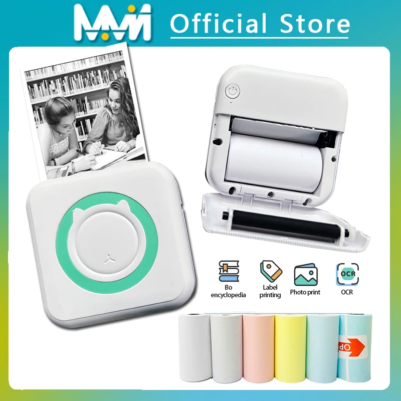 Portable Mini Thermal Printer Wirelessly BT 203dpi Photo Label Memo ...