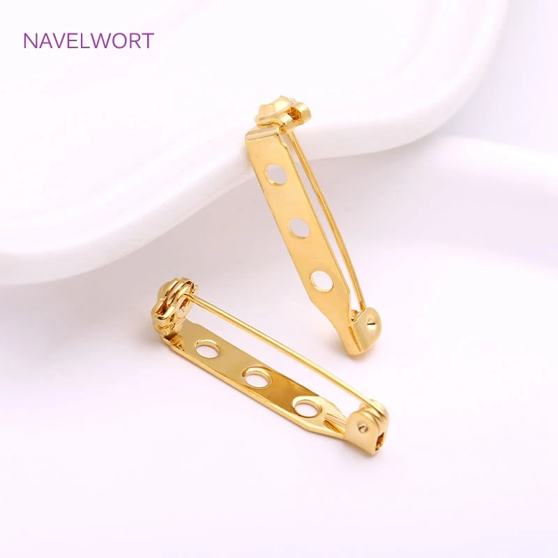 14mm-21mm-27mm-Brass-One-Piece-Narrow-Pin-Back-18K-Gold-Plated-Brooch ...
