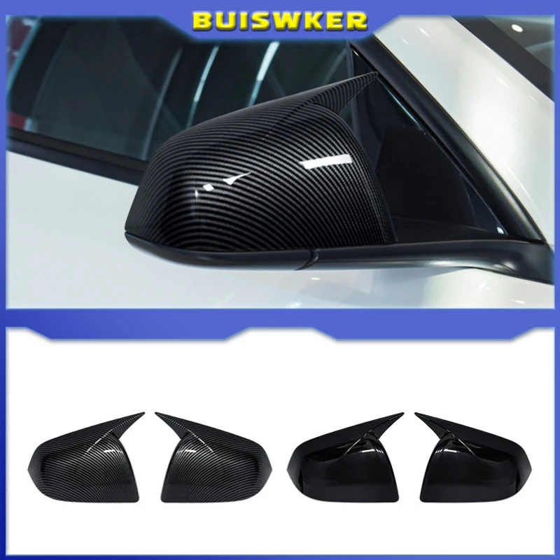 For Tesla Model Y 2020-2022 Rearview Mirror Cover Abs+carbon Fiber ...