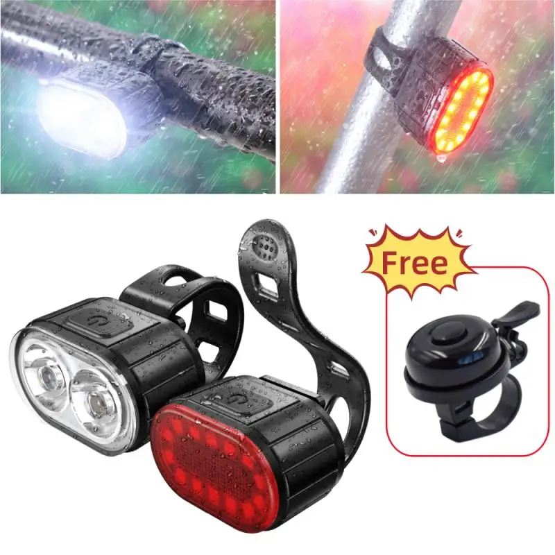 LED-Bike-Front-Rear-Light-4-Modes-350mAh-MTB-Road-Bicycle-Headlight-USB ...